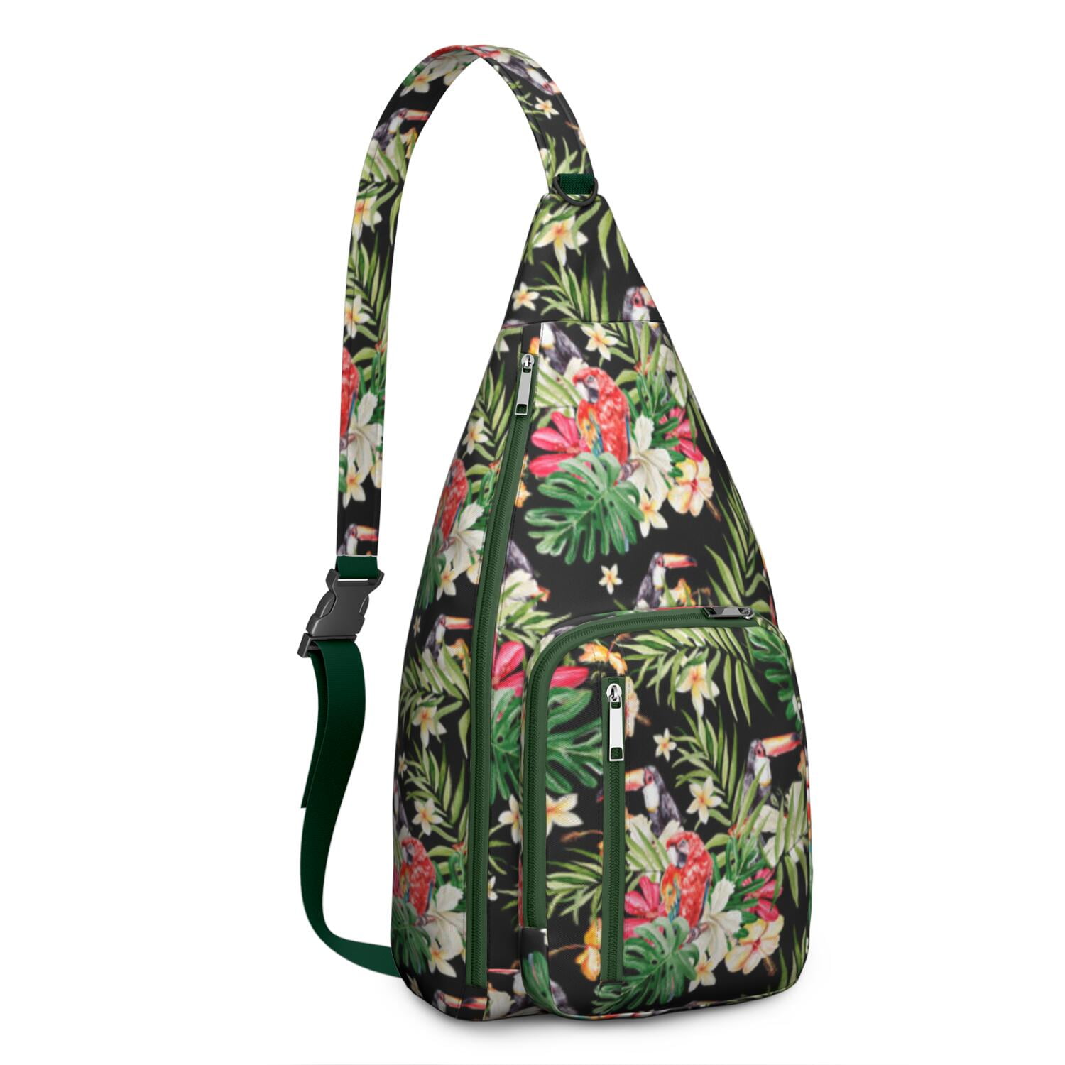 Boho Tropical Floral Sling Backpack – Hawaiian Print Hiking Daypack ...