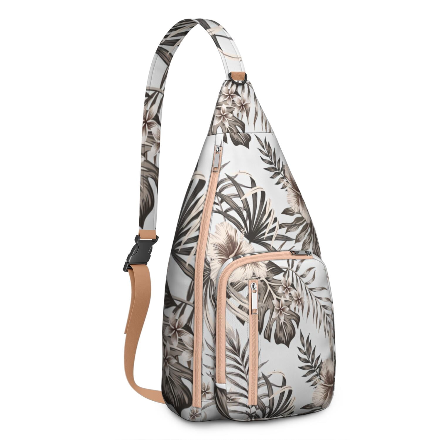 Boho Tropical Floral Sling Backpack – Hawaiian Print Hiking Daypack ...