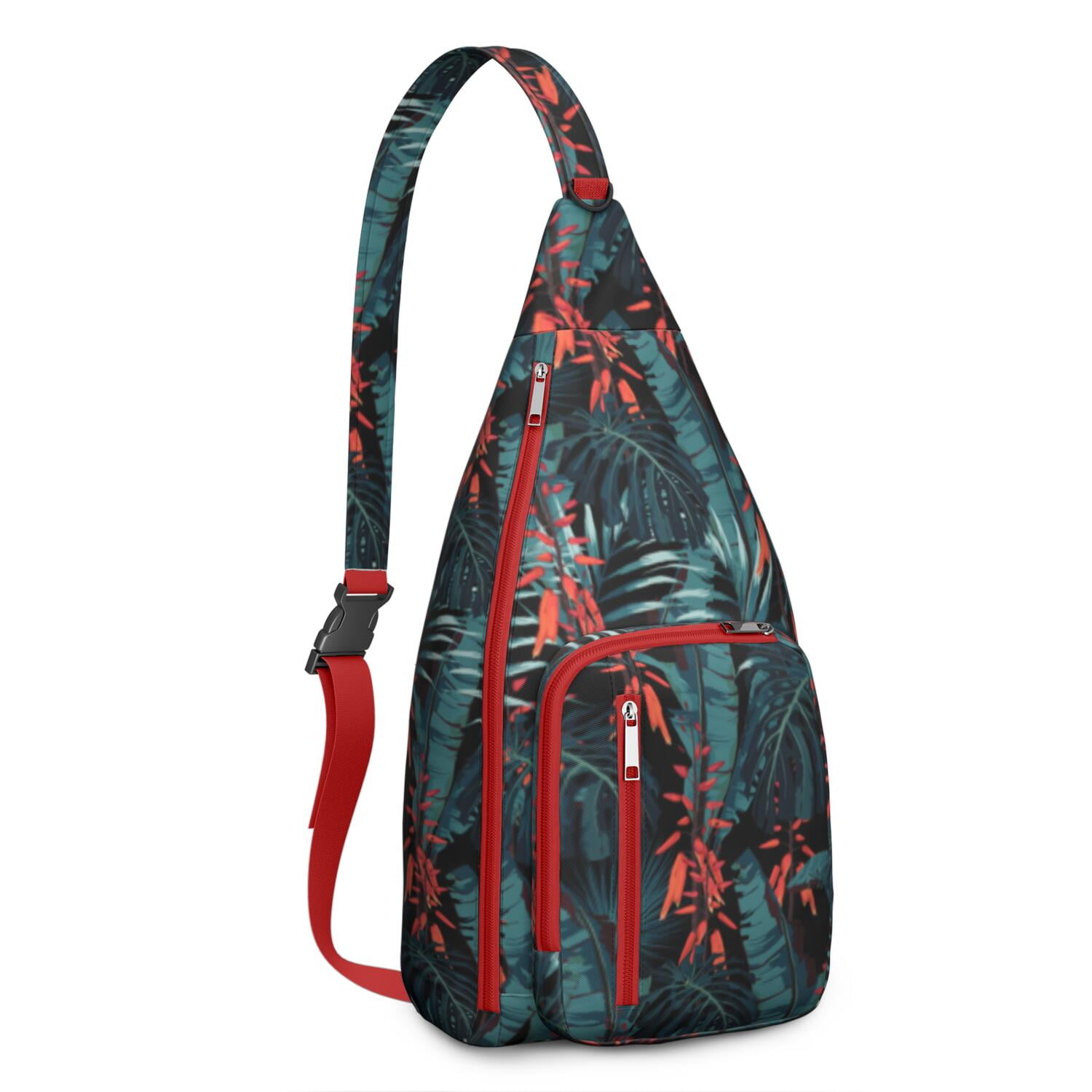 Boho Tropical Floral Sling Backpack – Hawaiian Print Hiking Daypack ...