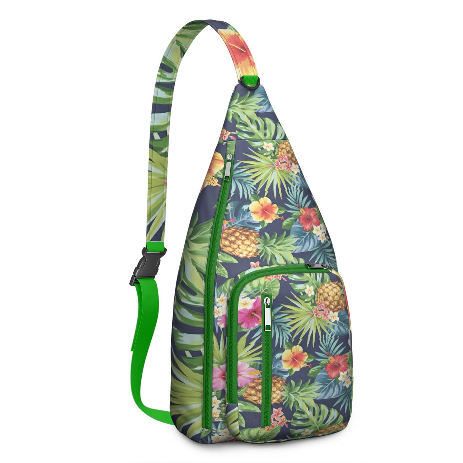 Boho Tropical Floral Sling Backpack – Hawaiian Print Hiking Daypack ...