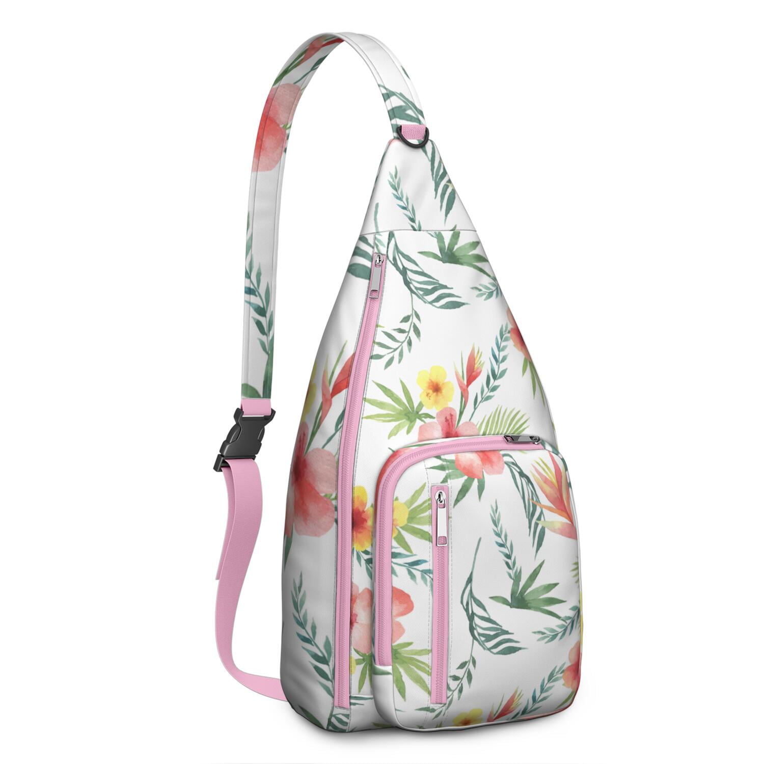 Boho Tropical Floral Sling Backpack – Hawaiian Print Hiking Daypack ...