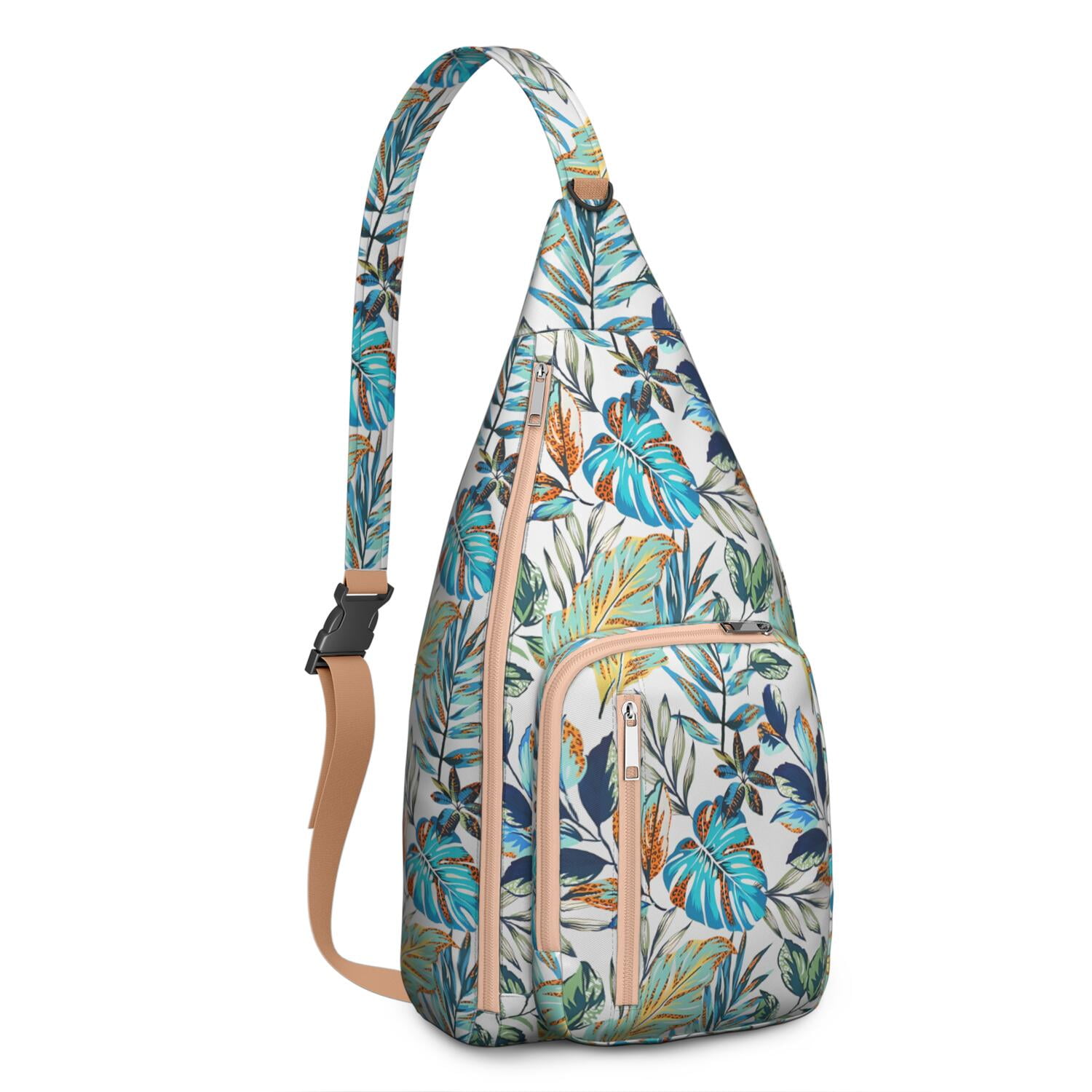 Boho Tropical Floral Sling Backpack – Hawaiian Print Hiking Daypack ...
