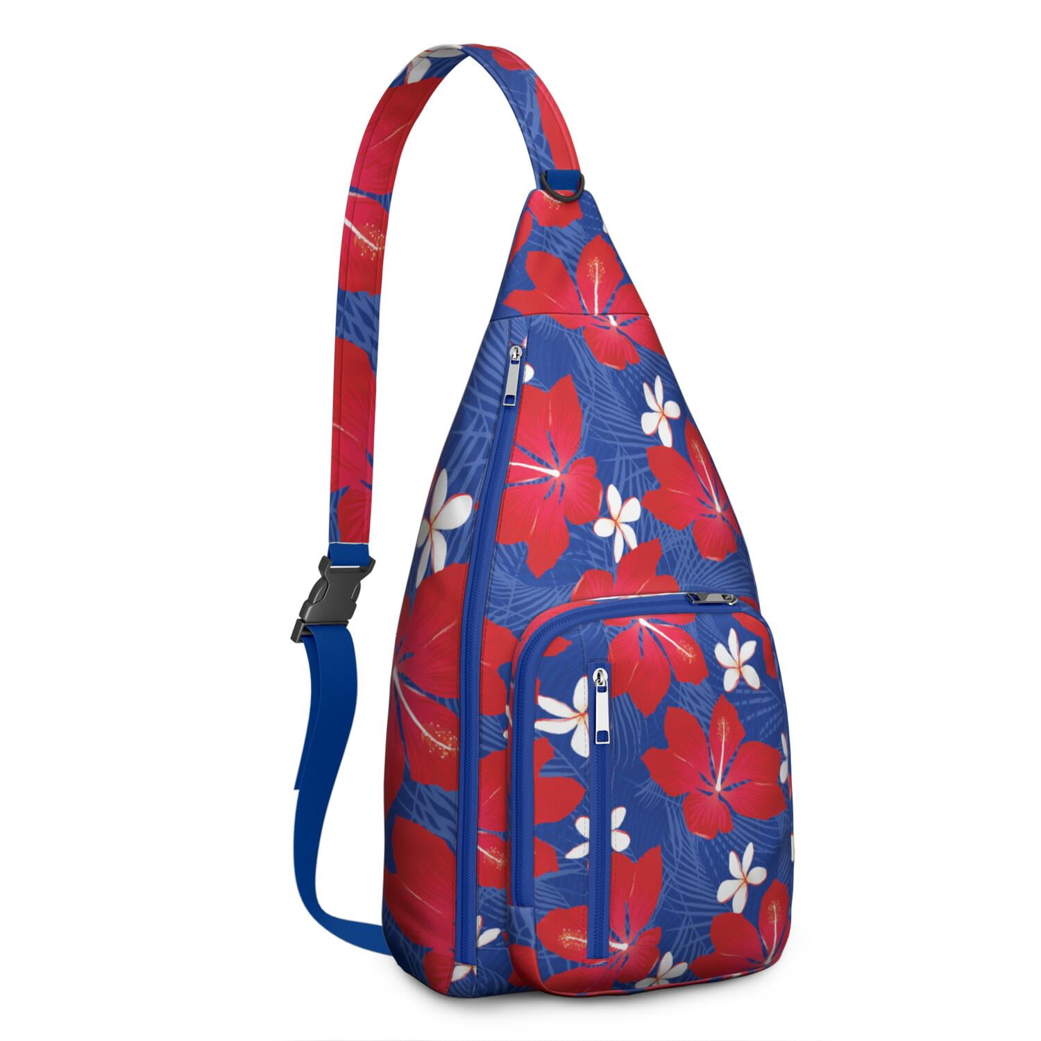 Boho Tropical Floral Sling Backpack – Hawaiian Print Hiking Daypack ...