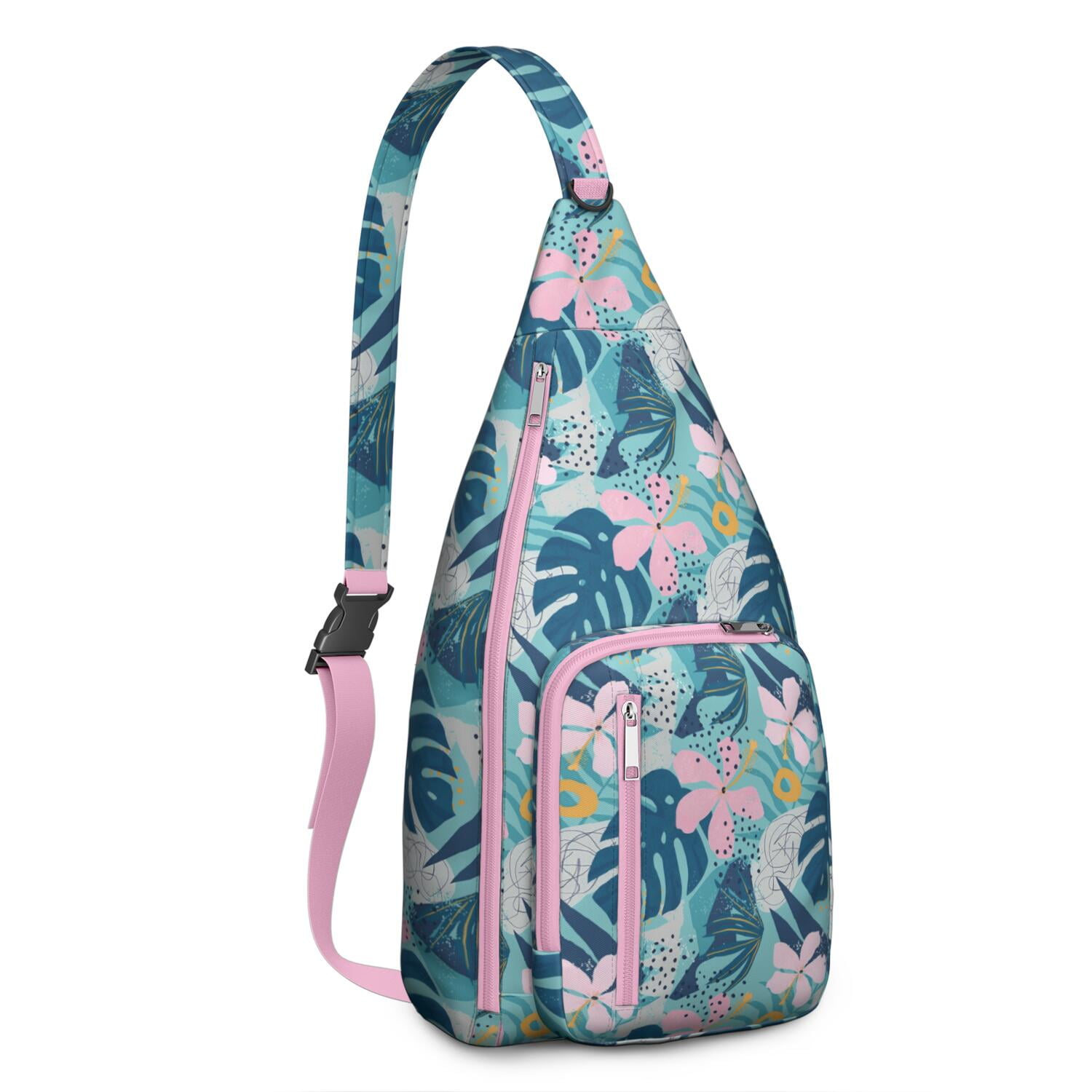 Boho Tropical Floral Sling Backpack – Hawaiian Print Hiking Daypack ...