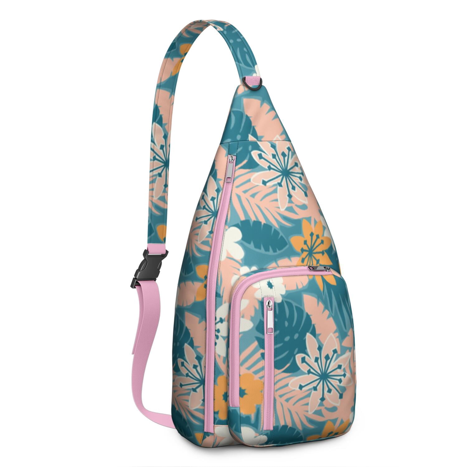 Boho Tropical Floral Sling Backpack – Hawaiian Print Hiking Daypack ...