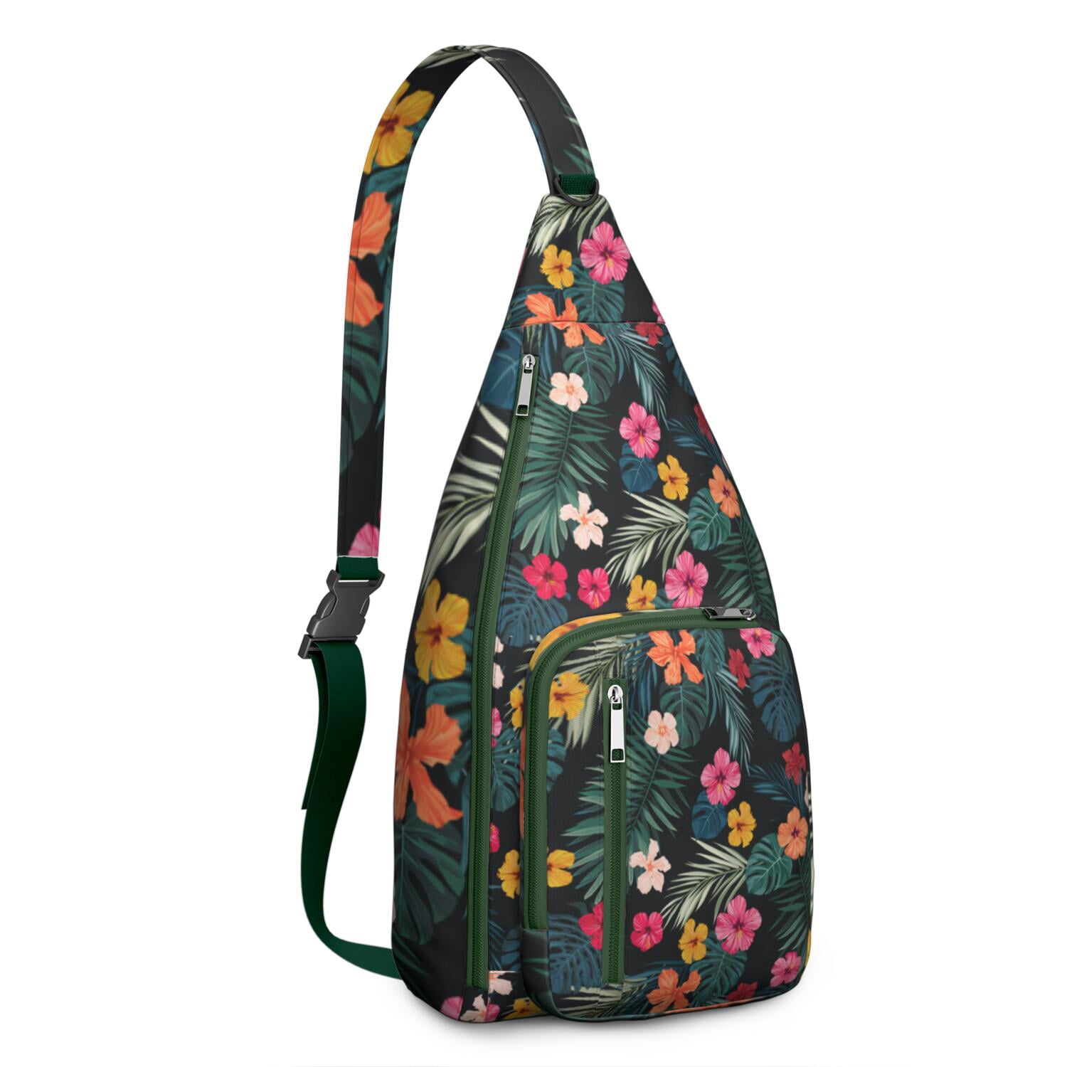 Boho Tropical Floral Sling Backpack – Hawaiian Print Hiking Daypack ...