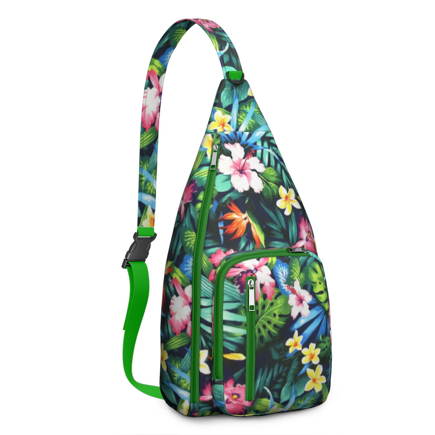 Boho Tropical Floral Sling Backpack – Hawaiian Print Hiking Daypack ...