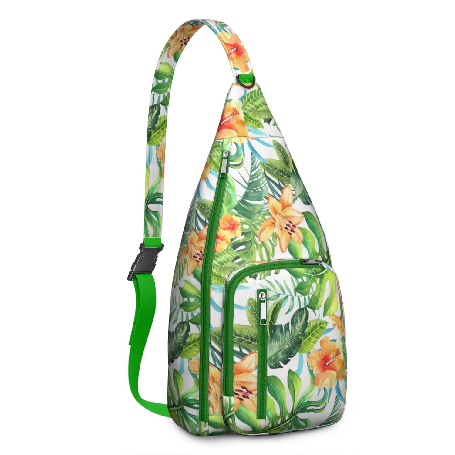 Boho Tropical Floral Sling Backpack – Hawaiian Print Hiking Daypack ...