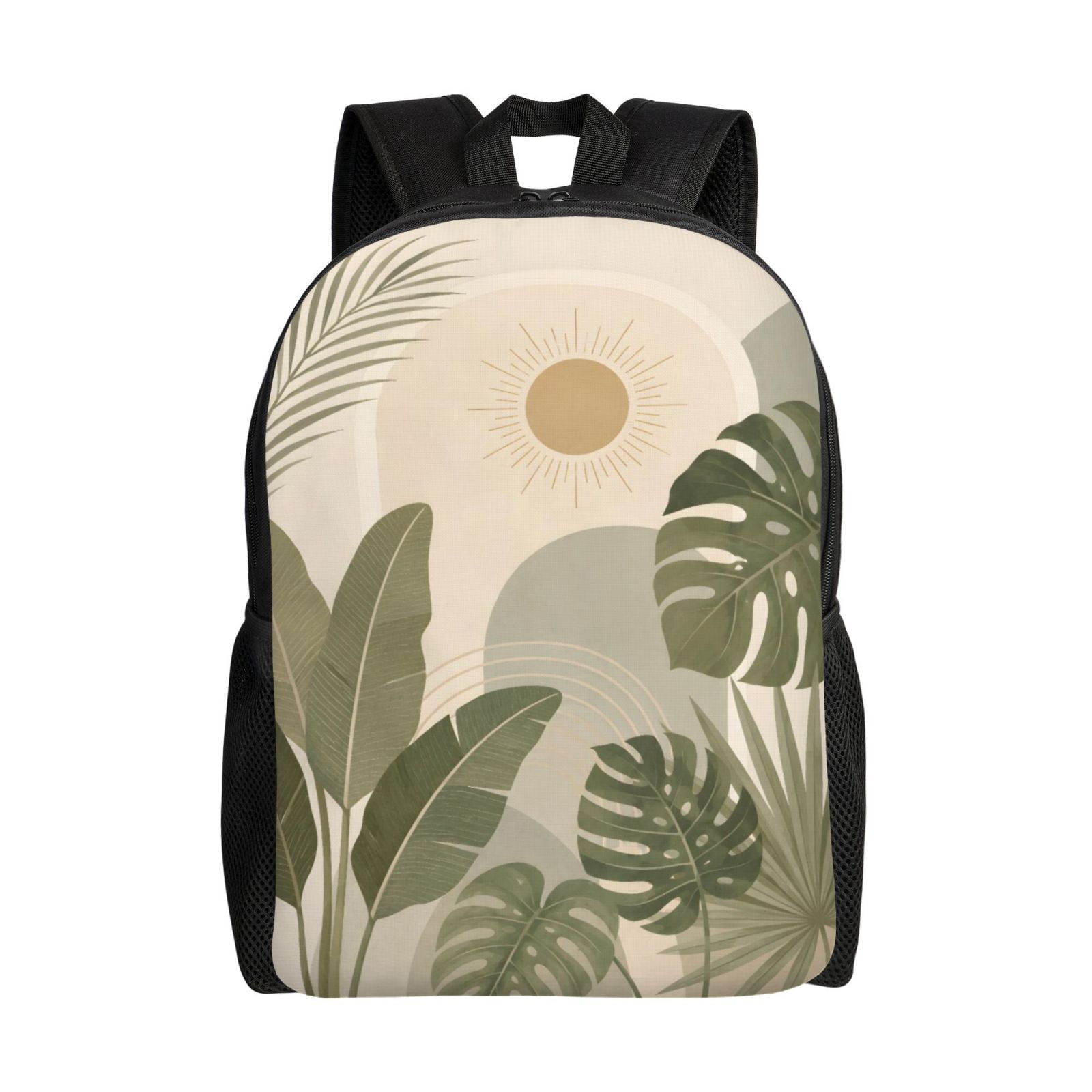 Boho Tropical Leaf Backpack Full Front Print Travel Laptop Bag for Men ...