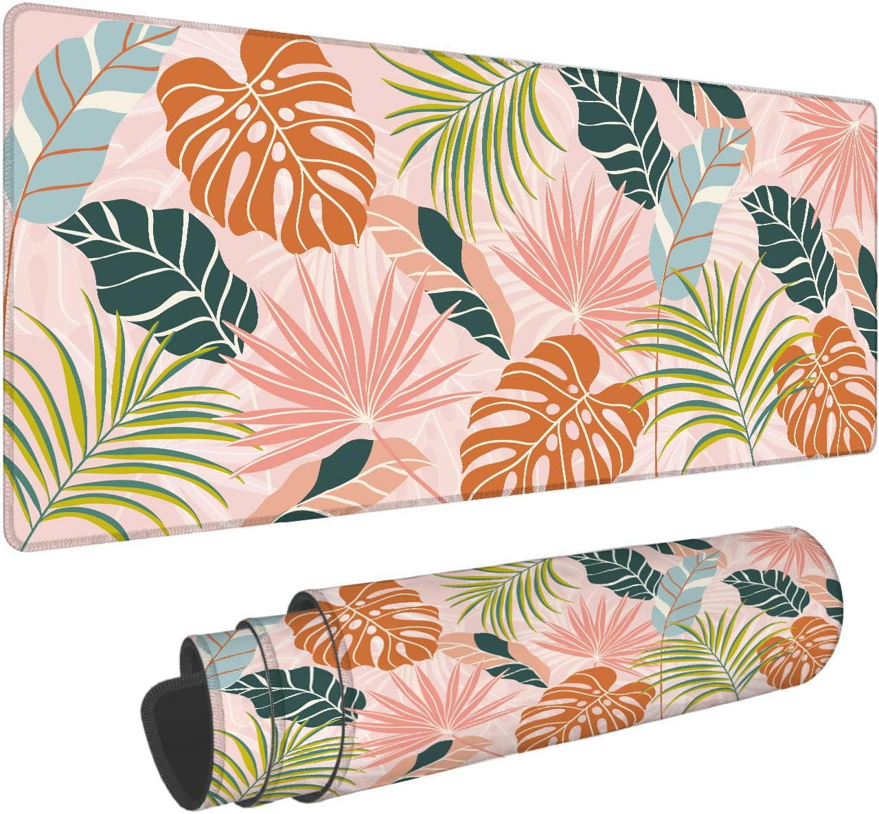 Boho Tropical Leaves and Floral Gaming Mouse Pad Large Mouse Mat XL ...