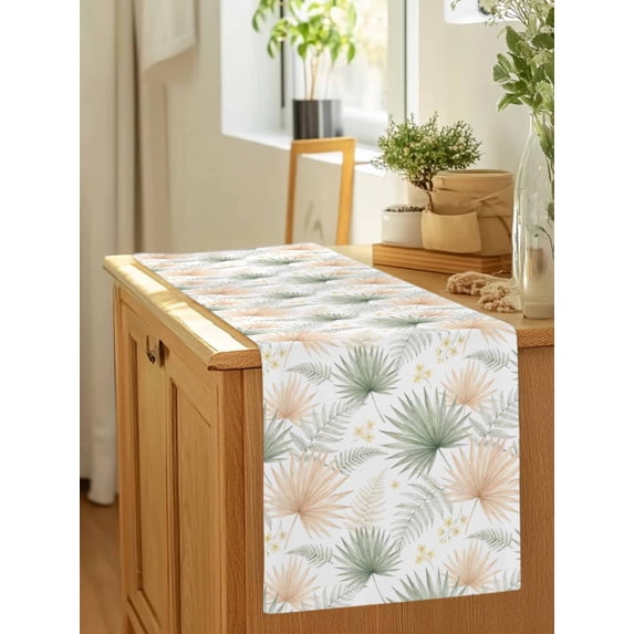Boho Tropical Palm Table Runner 13x70in Non-Slip Cotton Linen Table ...