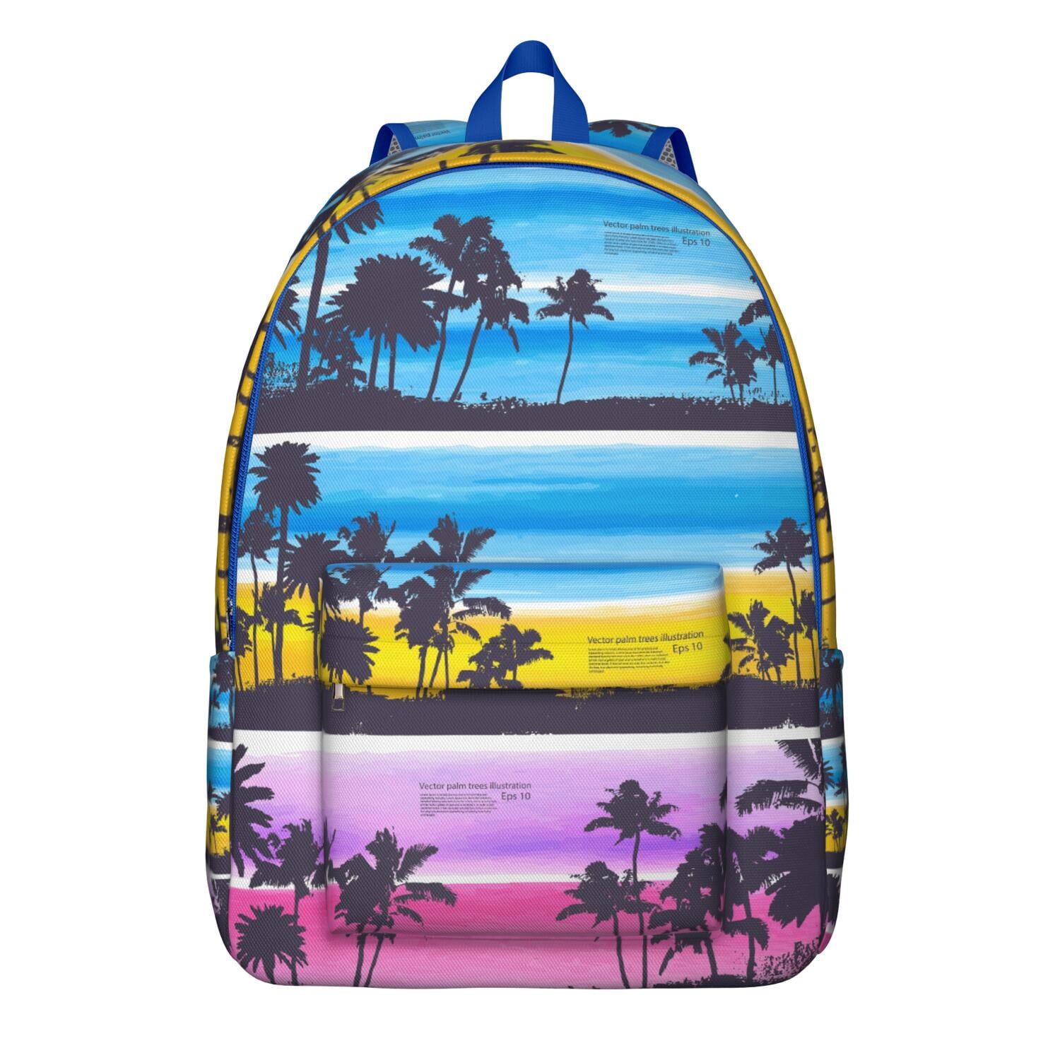 Boho Tropical Palm Trees Backpack, Hawaii Palm Tree School Bag with ...
