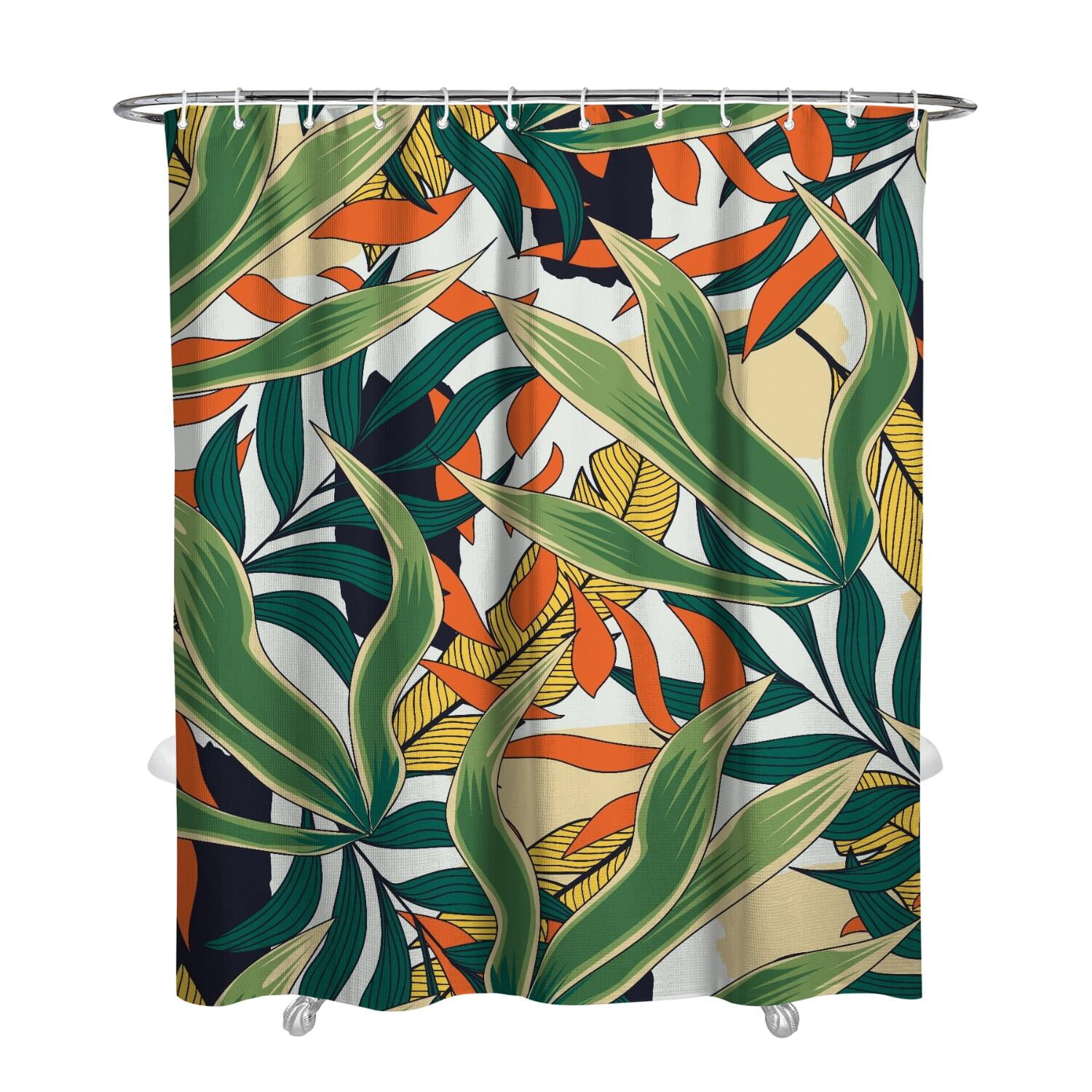 Boho Tropical Shower Curtain, Hawaiian Palm Leaf and Jungle Inspired ...
