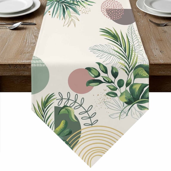 Boho Tropical Table Runner Linen Burlap Table Runner 72 Inches Long ...