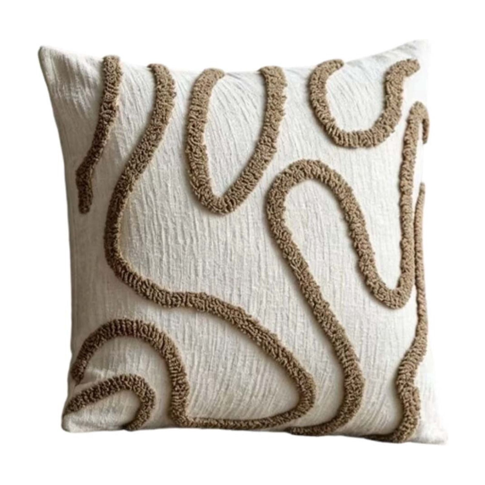 Boho Tufted Throw Pillow Covers 18x18 Inch, Abstract Wavy Stripes 3D ...