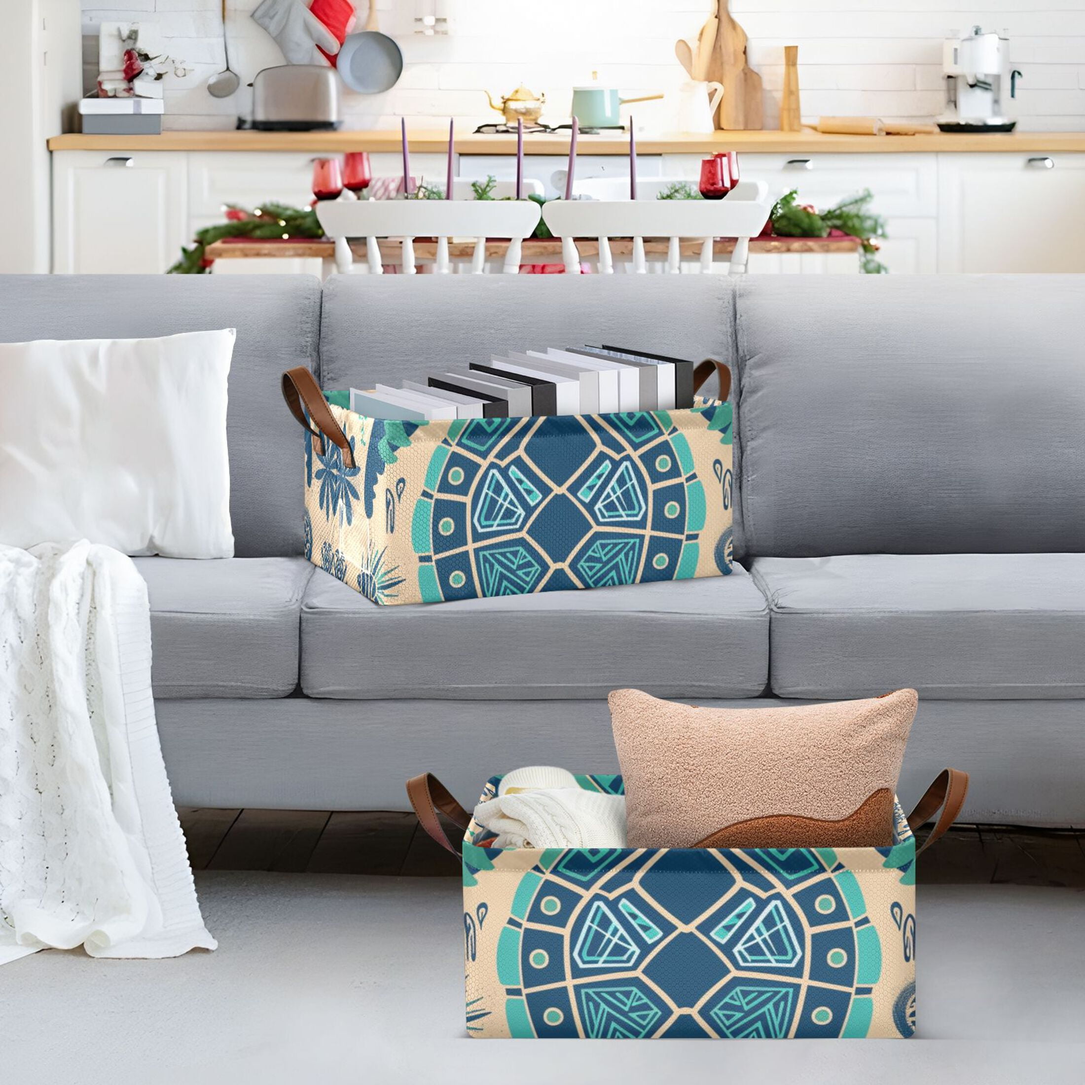 Boho Turtle Storage Bins with Handles Foldable Storage Baskets for ...