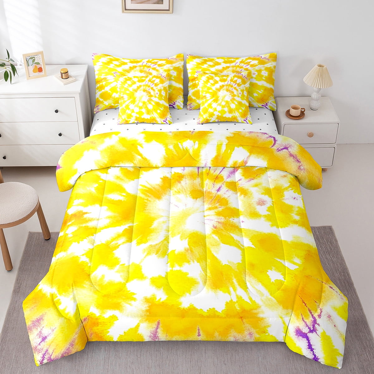 Boho Twin Comforter Set With Sheets,Tie Dye Bed In A Bag 7 Piece ...