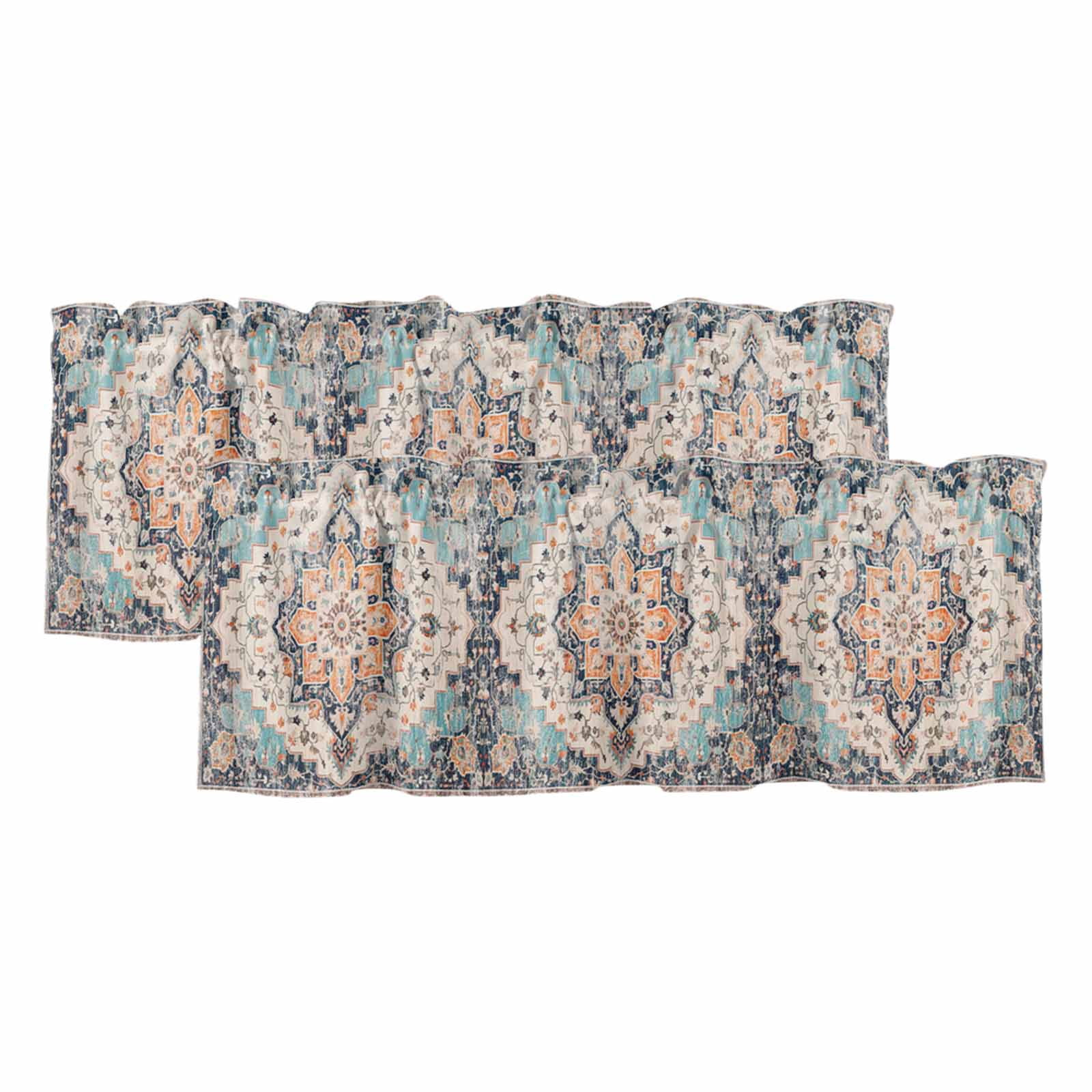 Boho Valances for Windows 2 Panels Vintage Medallion Damask Floral ...