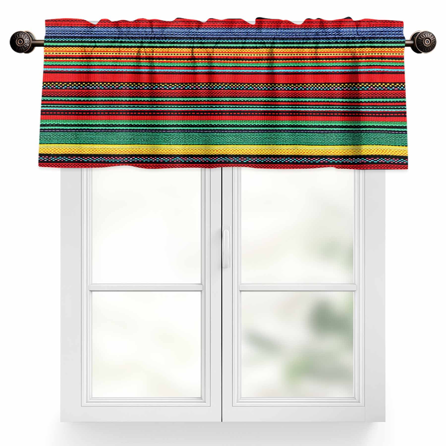 Boho Valances for Windows, 60 x 18in, Bohemian Colorful Stripes Retro ...