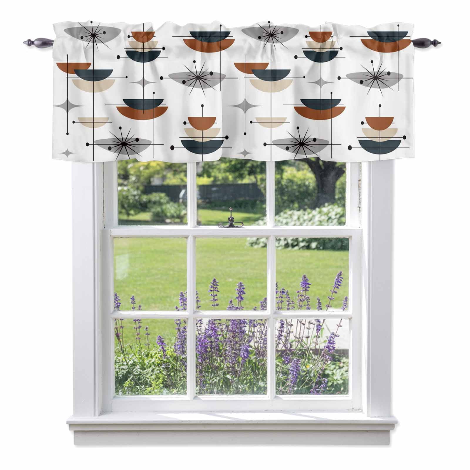 Boho Valances for Windows Abstract Art Rod Pocket Light Filtering Short ...