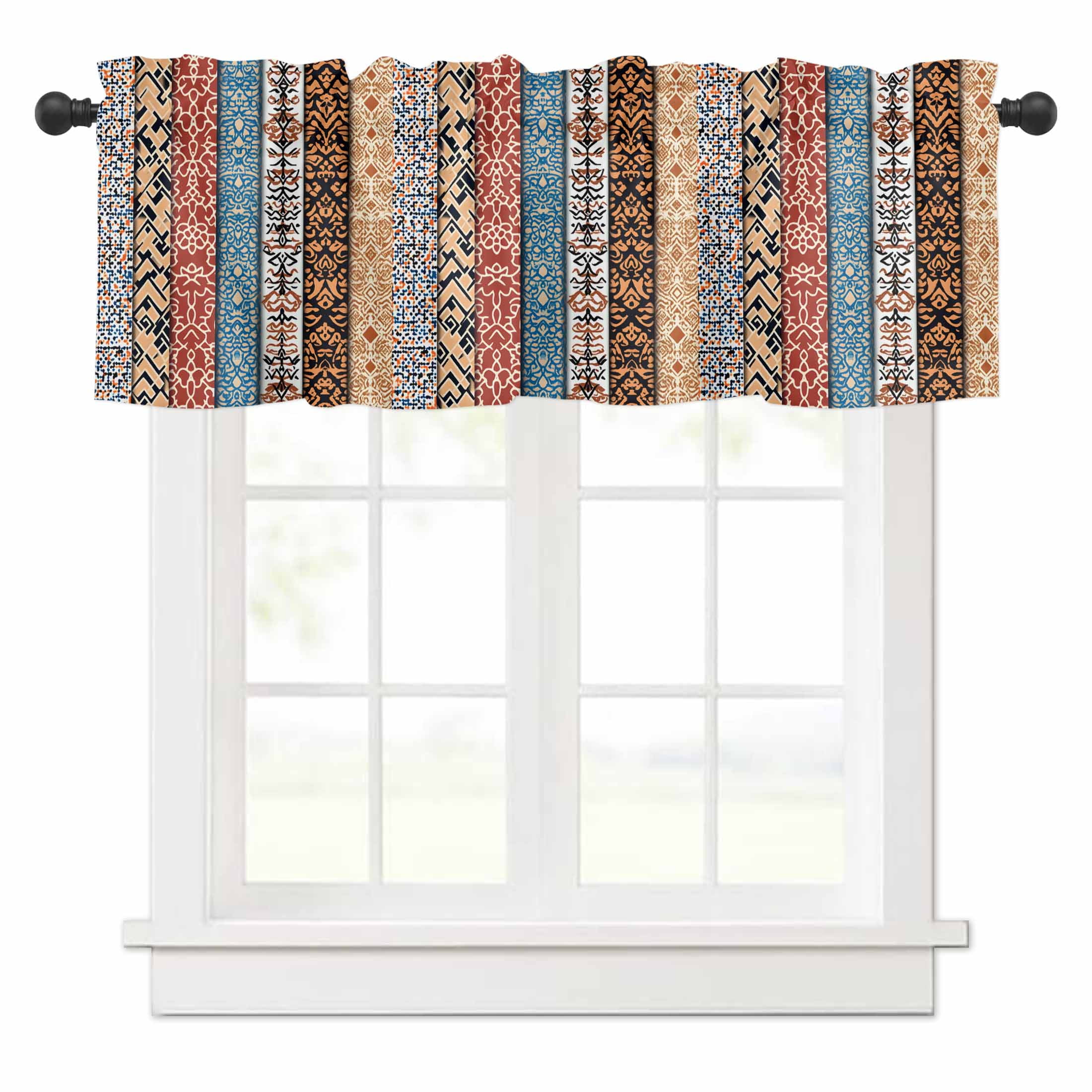 Boho Valances for Windows Retro Ethnic Rod Pocket Curtain Valance ...