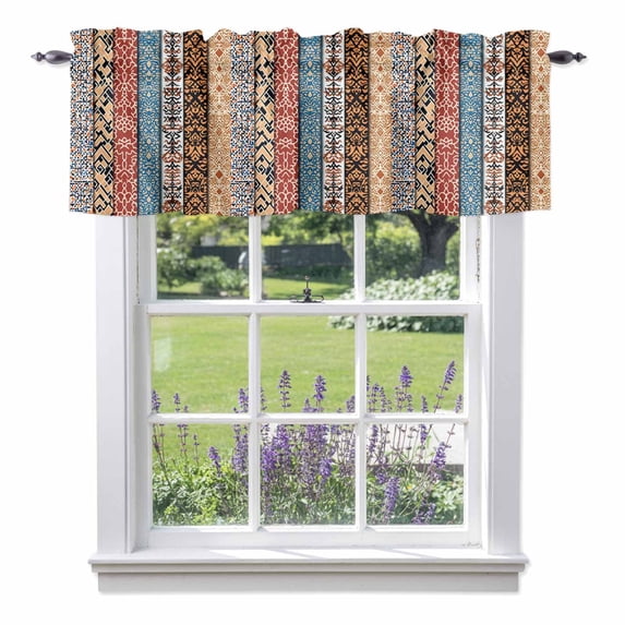 Boho Valances for Windows, Retro Ethnic Rod Pocket Short Window Valance ...