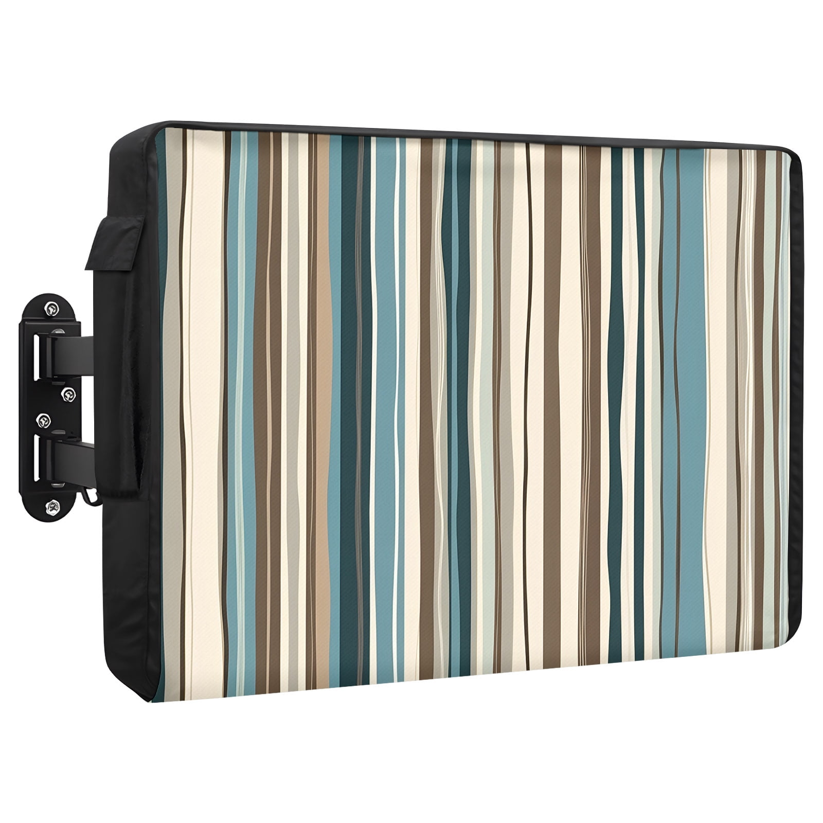 Boho Vertical Stripe Outdoor TV Cover 60 to 65 Inch Green Beige Simple ...