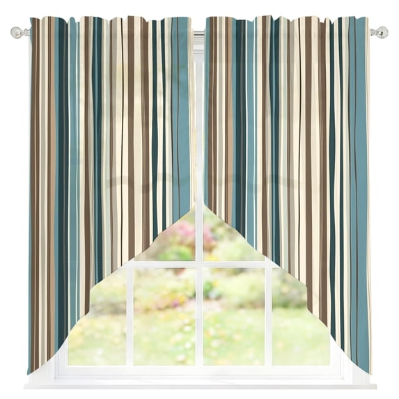 Boho Vertical Stripe Sheer Curtains Swag Valances for Windows Green ...