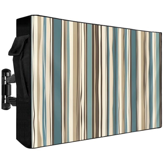 Boho Vertical Stripes Outdoor TV Cover 70 to 75 inch Green Beige Simple ...