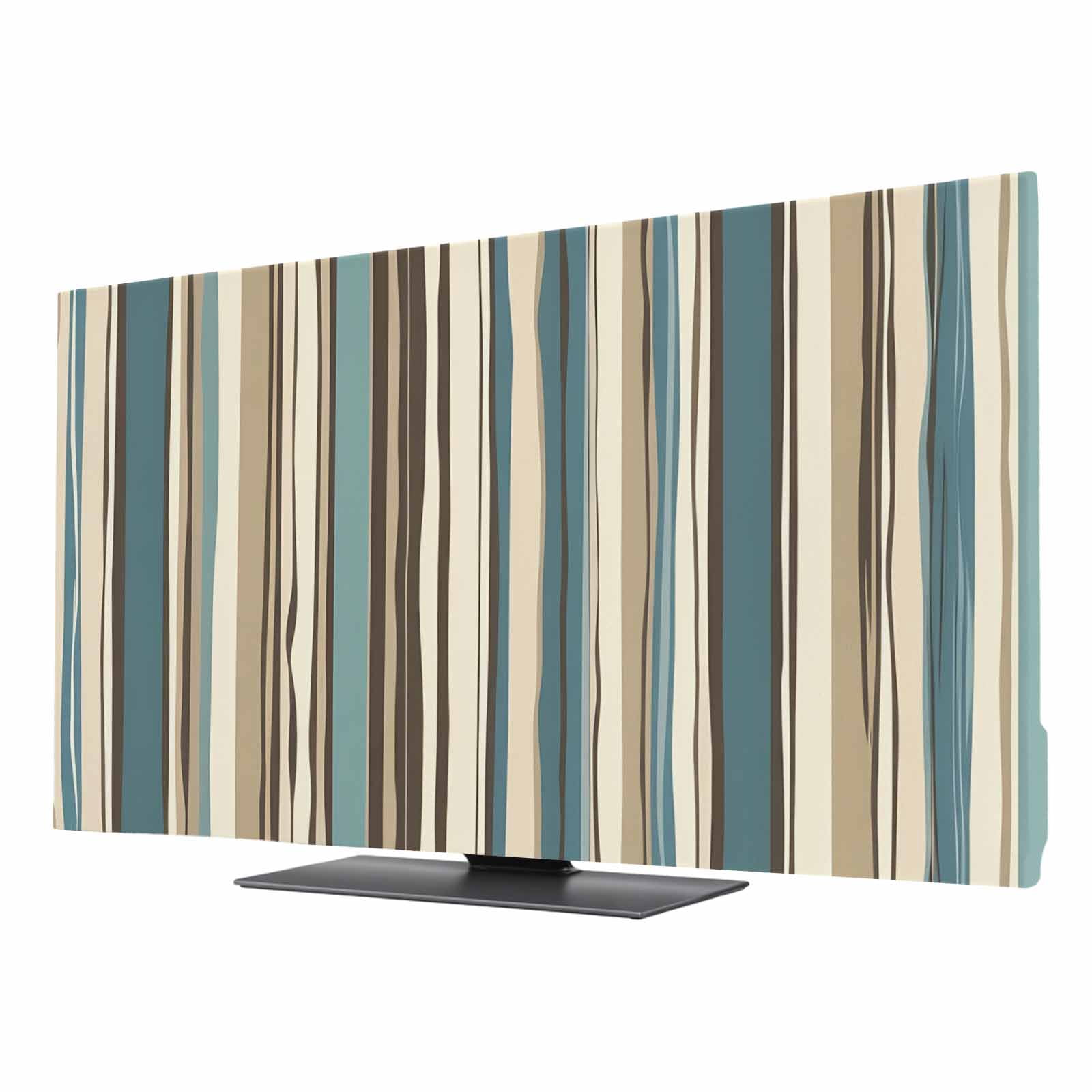 Boho Vertical Stripes TV Dust Cover 32 Inch, Green Beige Simple Lines ...