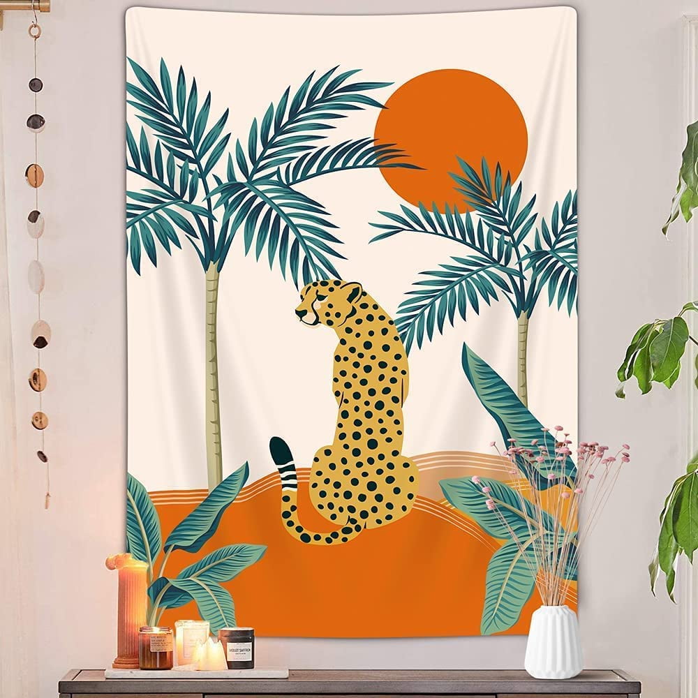 Boho Vertical Tapestry, Mid Century Modern Abstract Sun Moon Cute ...