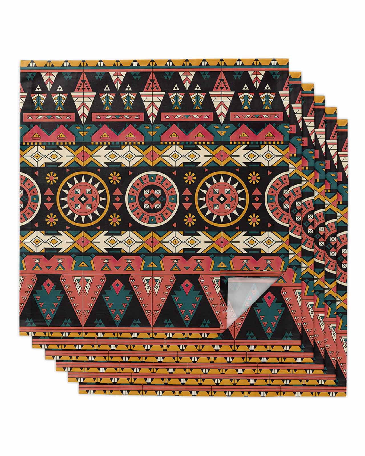 Boho Vintage Cloth Napkins Set of 6 Reusable Dinner Napkins, Ethnic ...
