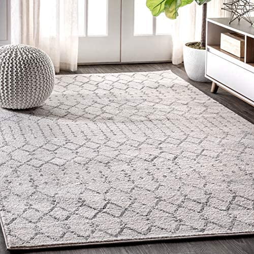 Boho Vintage Diamond Cream/Gray Indoor Area Rug 3X5 ft, Moroccan Hype ...