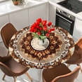 Boho Vintage Ethnic Floral Texture Round Fitted Tablecloth with Elastic ...