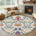 Boho Vintage Floral 6FT Round Area Rugs for Living Room Peony Leaf Bud ...