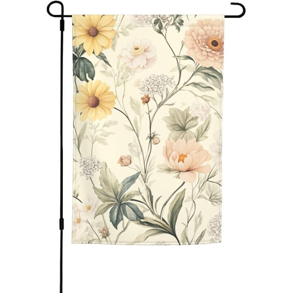 Boho Vintage Floral Double Sided Garden Flag 12x18 In for Outdoor Porch ...