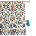 Boho Vintage Floral Shower Curtain, Peony Leaf Bud Vintage Ethnic Style ...