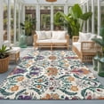 Boho Vintage Floral Washable Living Room Rugs 6'x9', Peony Leaf Bud ...