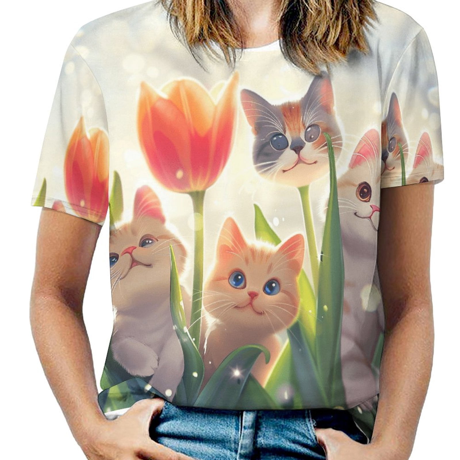 Boho Vintage Floral Women's Short Sleeve Tops Casual Blouses T Shirt ...