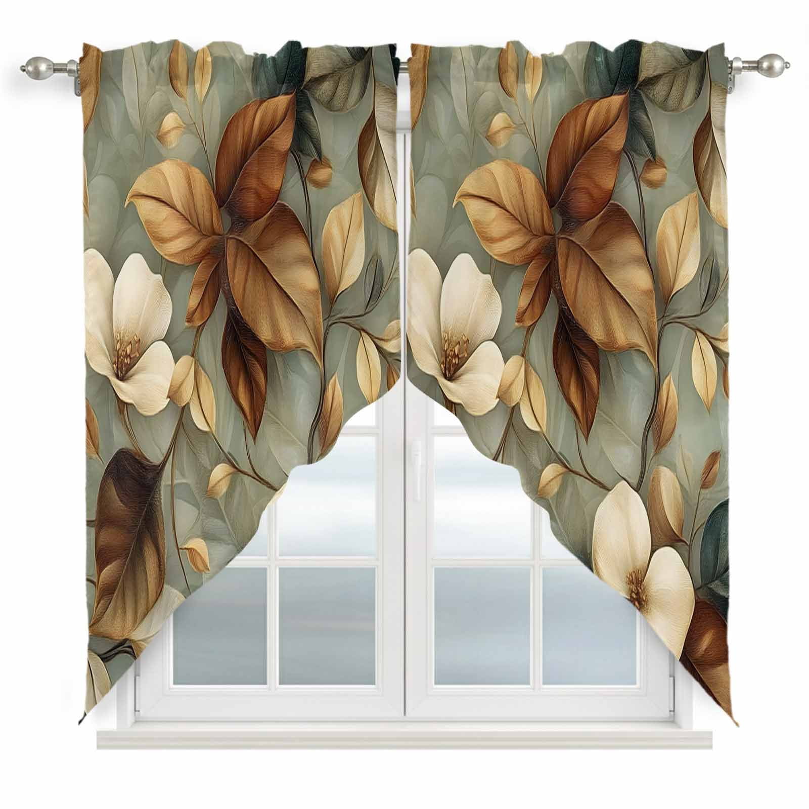 Boho Vintage Flower Swag Curtains Farmhouse Botanical Floral Leaf Swag ...