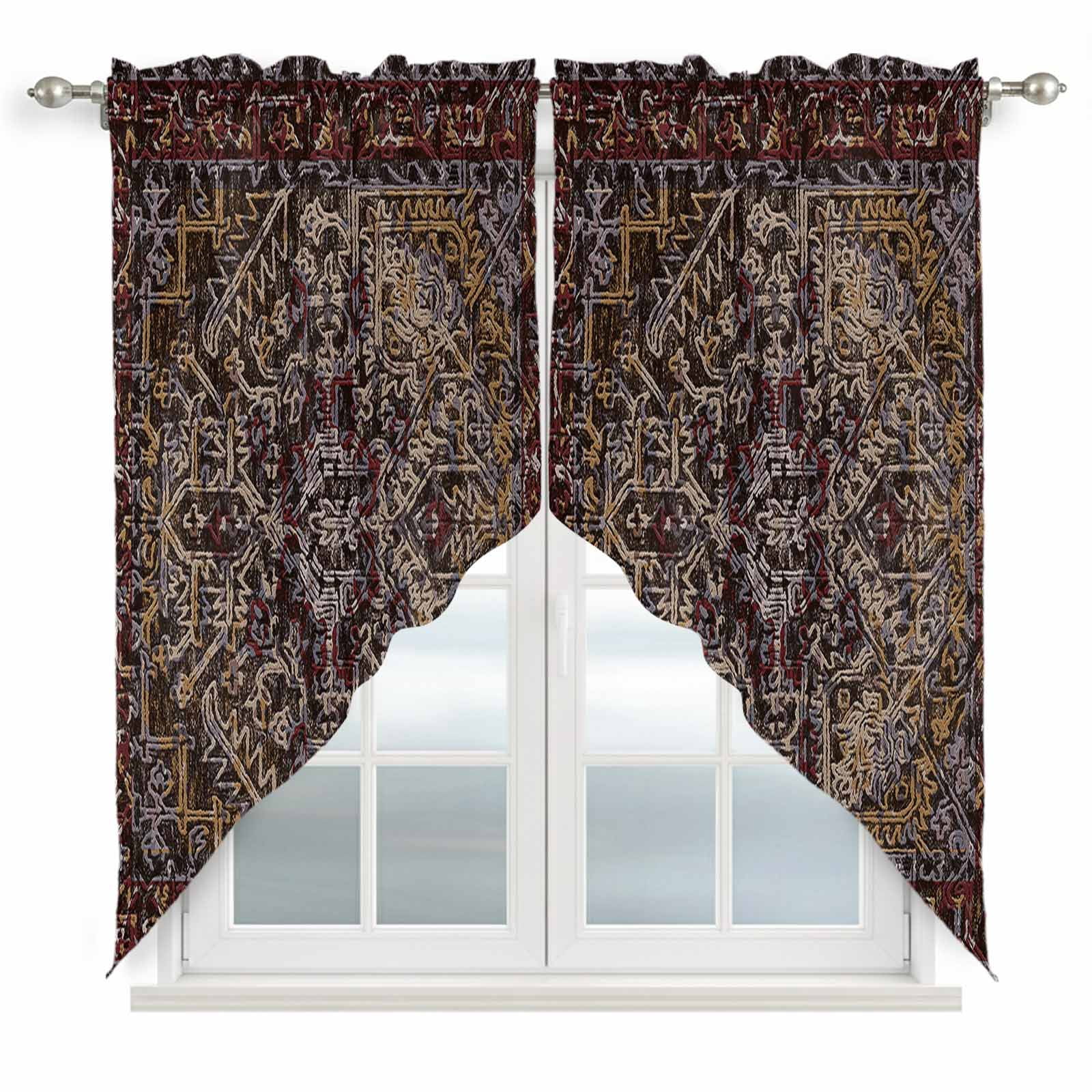 Boho Vintage Kitchen Window Curtains, Swag Curtains Valance for Bedroom ...