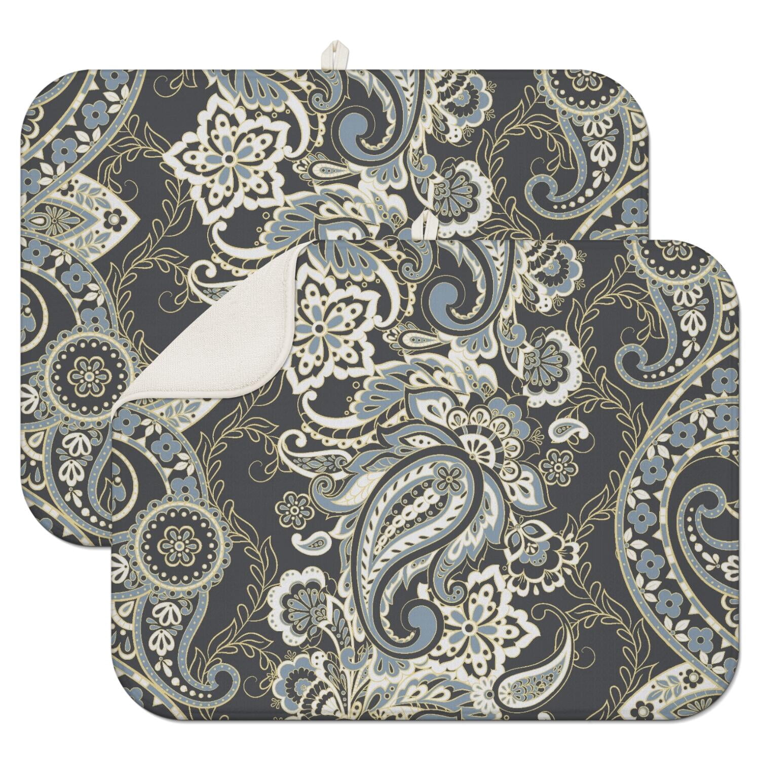 Boho Vintage Paisley Coffee Mat – Ultra Absorbent Microfiber Spill Mat ...