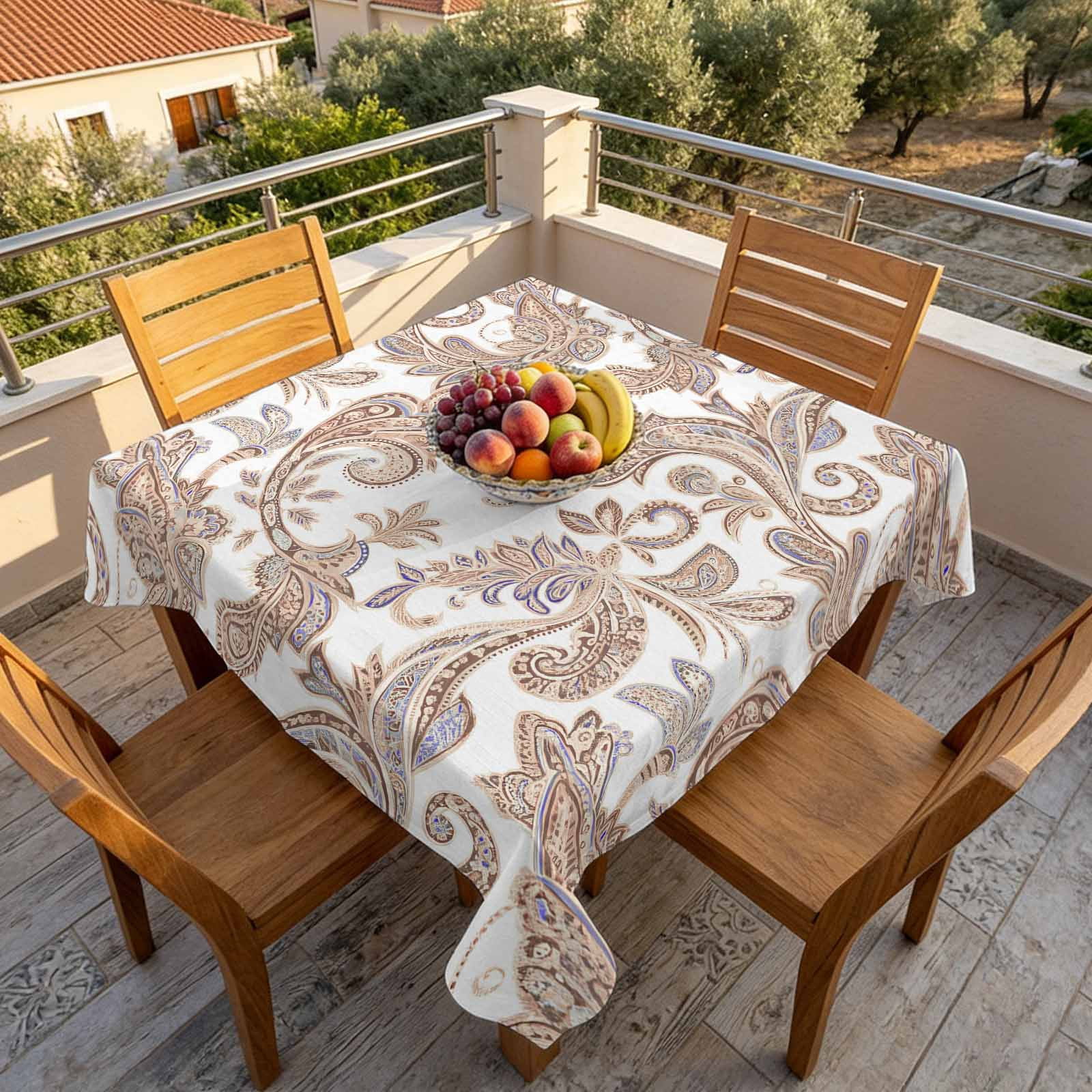 Boho Vintage Paisley Table Cloth 60x60in, Waterproof Square Tablecloth ...