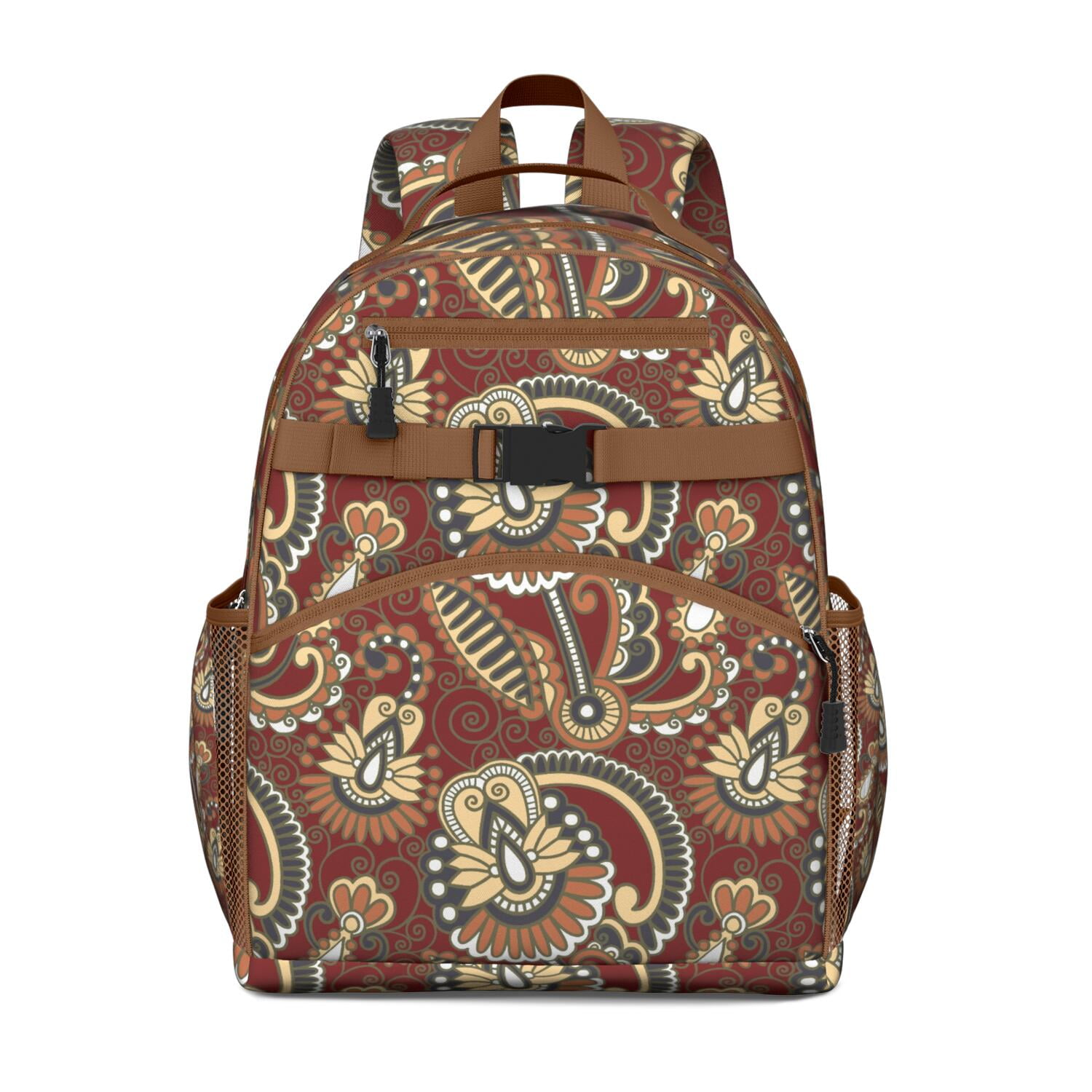 Boho Vintage Print Travel Backpack Ergonomic & Adjustable for Heavy ...