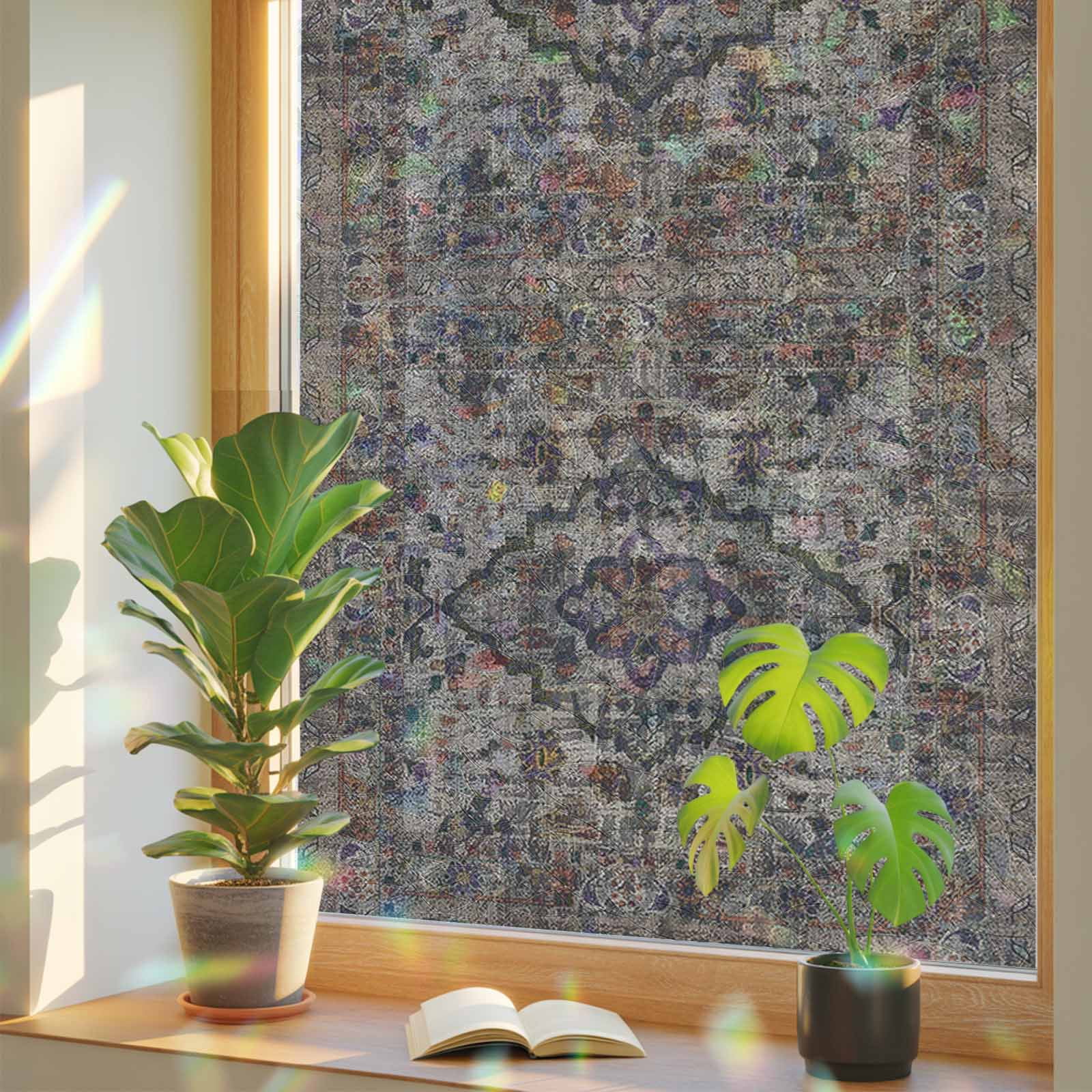 Boho Vintage Privacy Window Film, Decorative Stained Glass Window Film ...