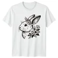 Boho Vintage Rabbit Floral Womens T-Shirt Boho Art Birthday Gift For ...