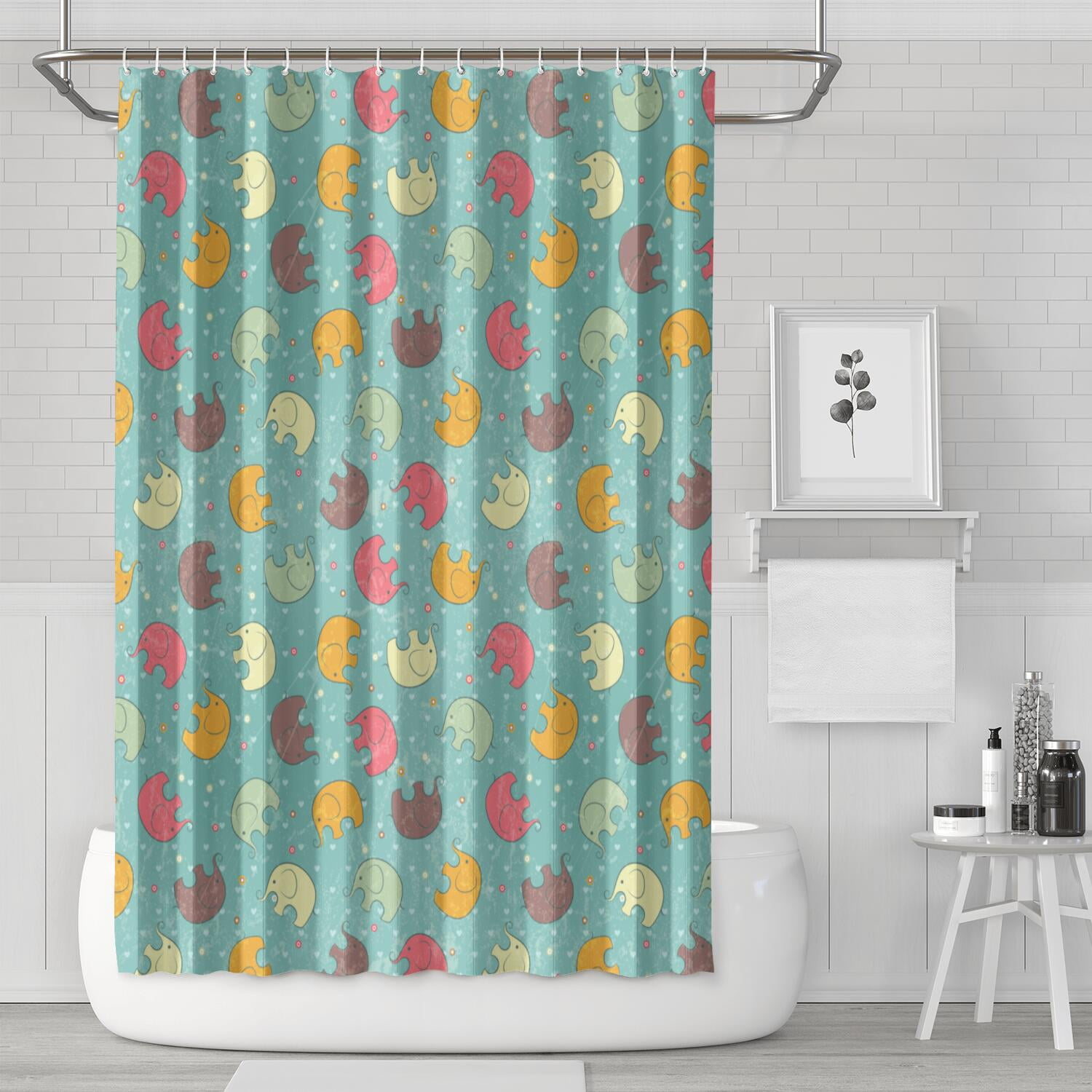 Boho Vintage Shower Curtain Elephant Mandala Pattern 72x72 Inch Quick ...