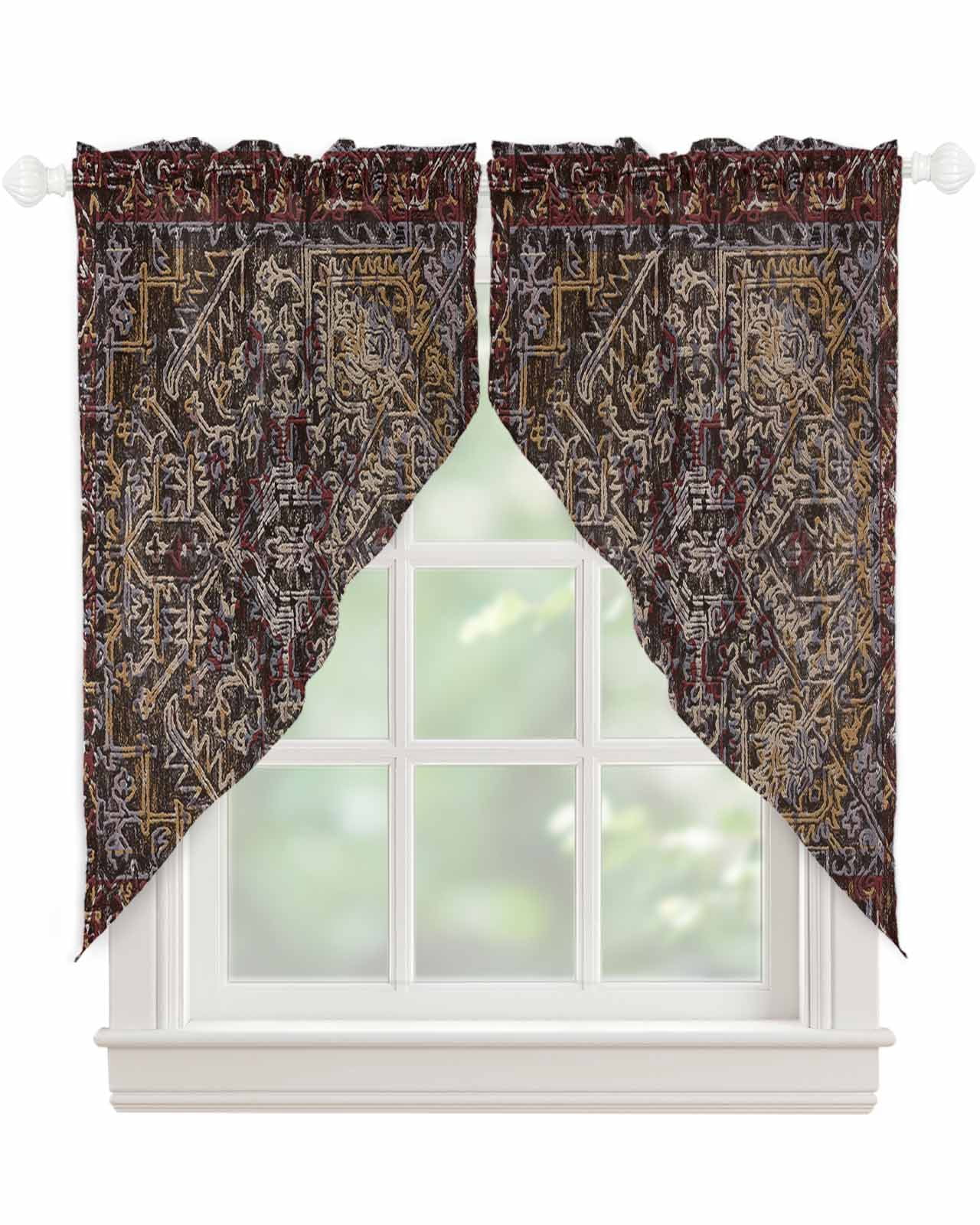 Boho Vintage Swag Valances for Windows, Modern Geometric Abstract Art ...