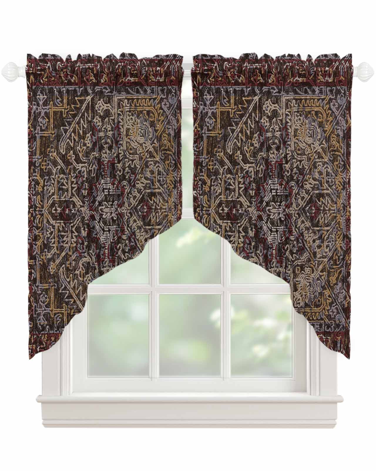 Boho Vintage Swag Valances for Windows, Modern Geometric Abstract Art ...
