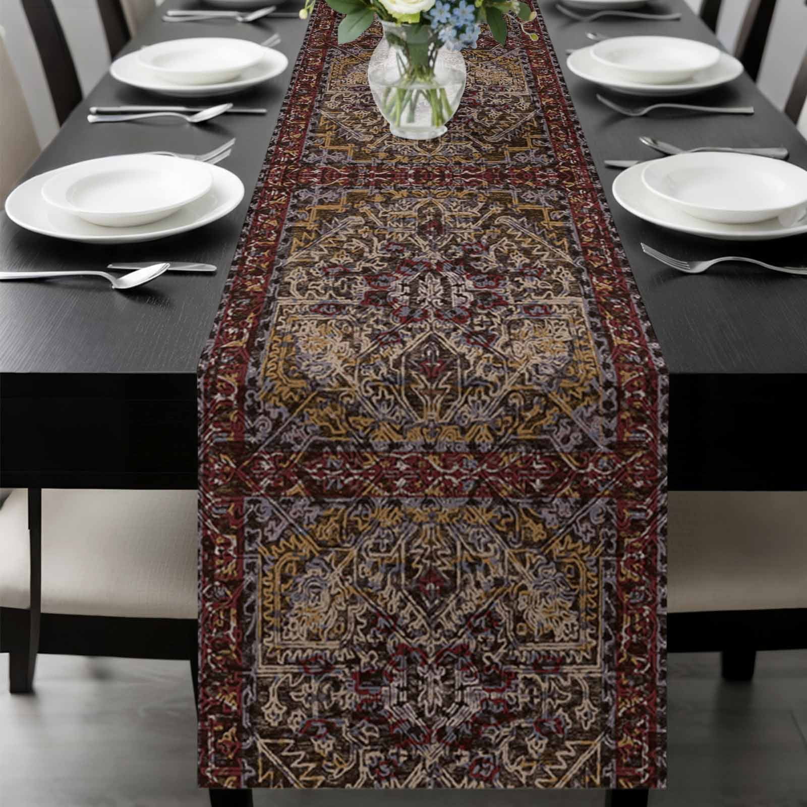 Boho Vintage Table Runner 70 Inches Long, Modern Geometric Abstract Art ...